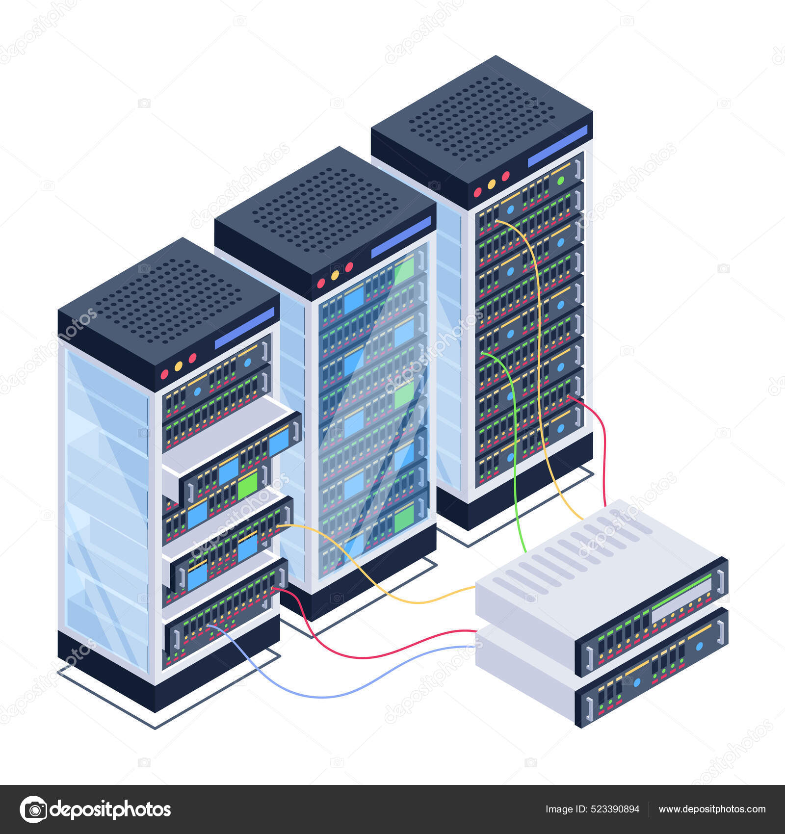 Server Room Servers Database Vector Illustration Stock Vector by ...