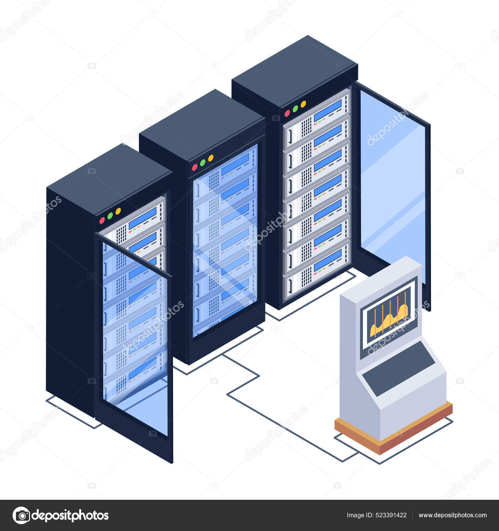 Server Room Servers Database Vector Illustration Graphic Design Stock