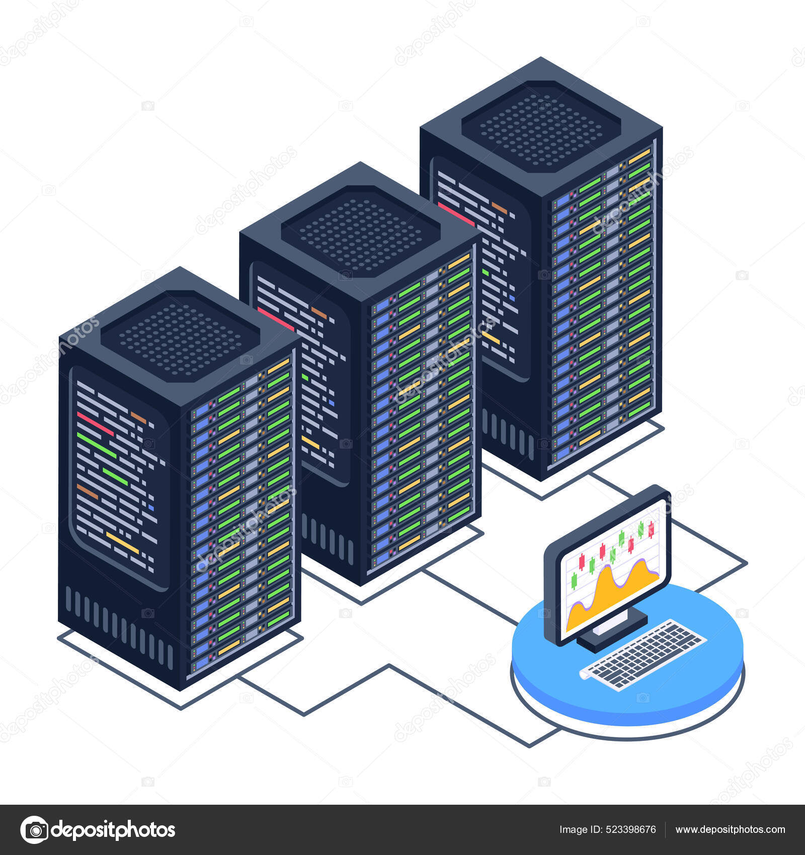 Server Room Servers Database Vector Illustration Graphic Design Stock ...