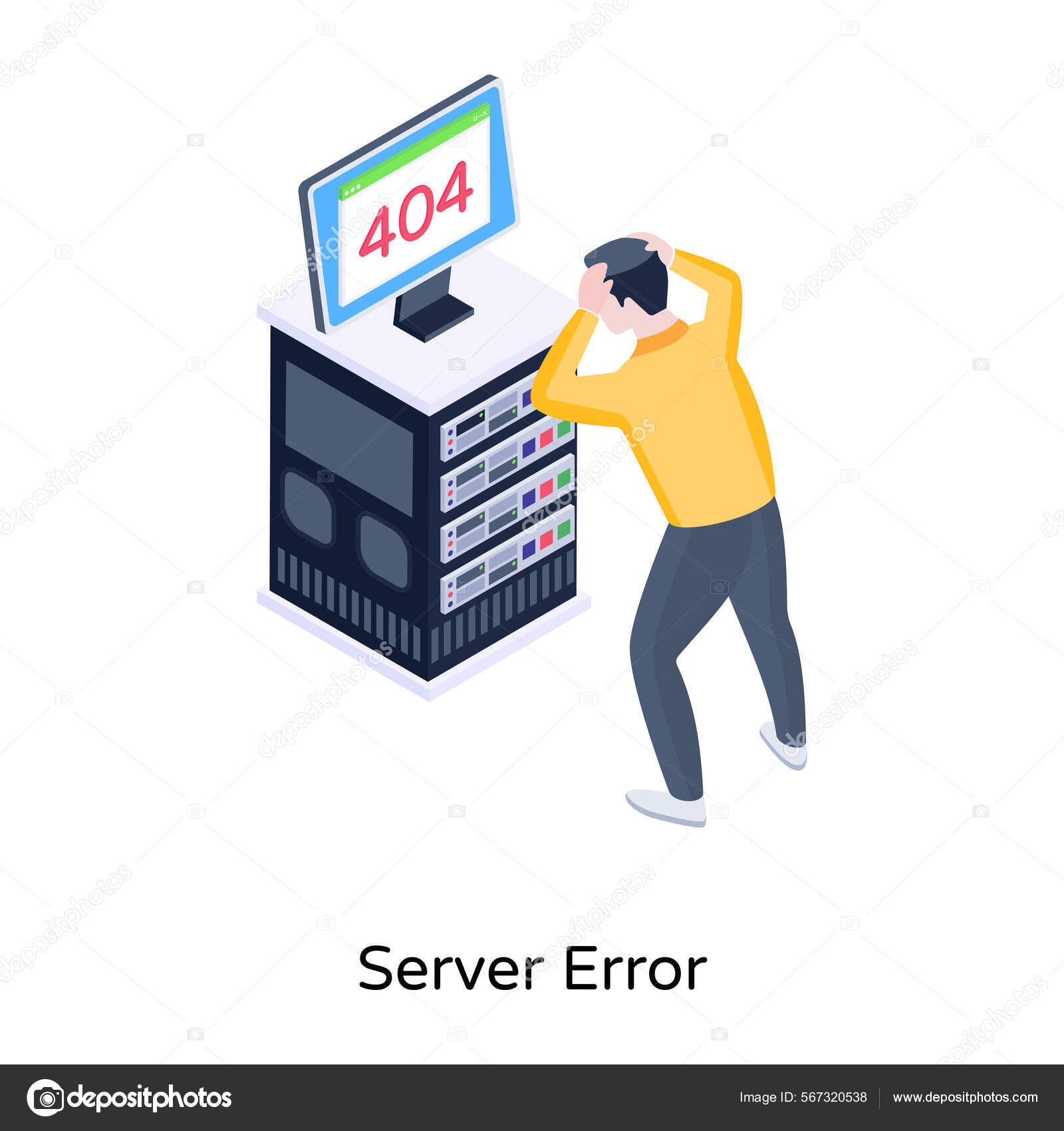 Server Error Cartoon Vector Illustration Stock Vector by ...