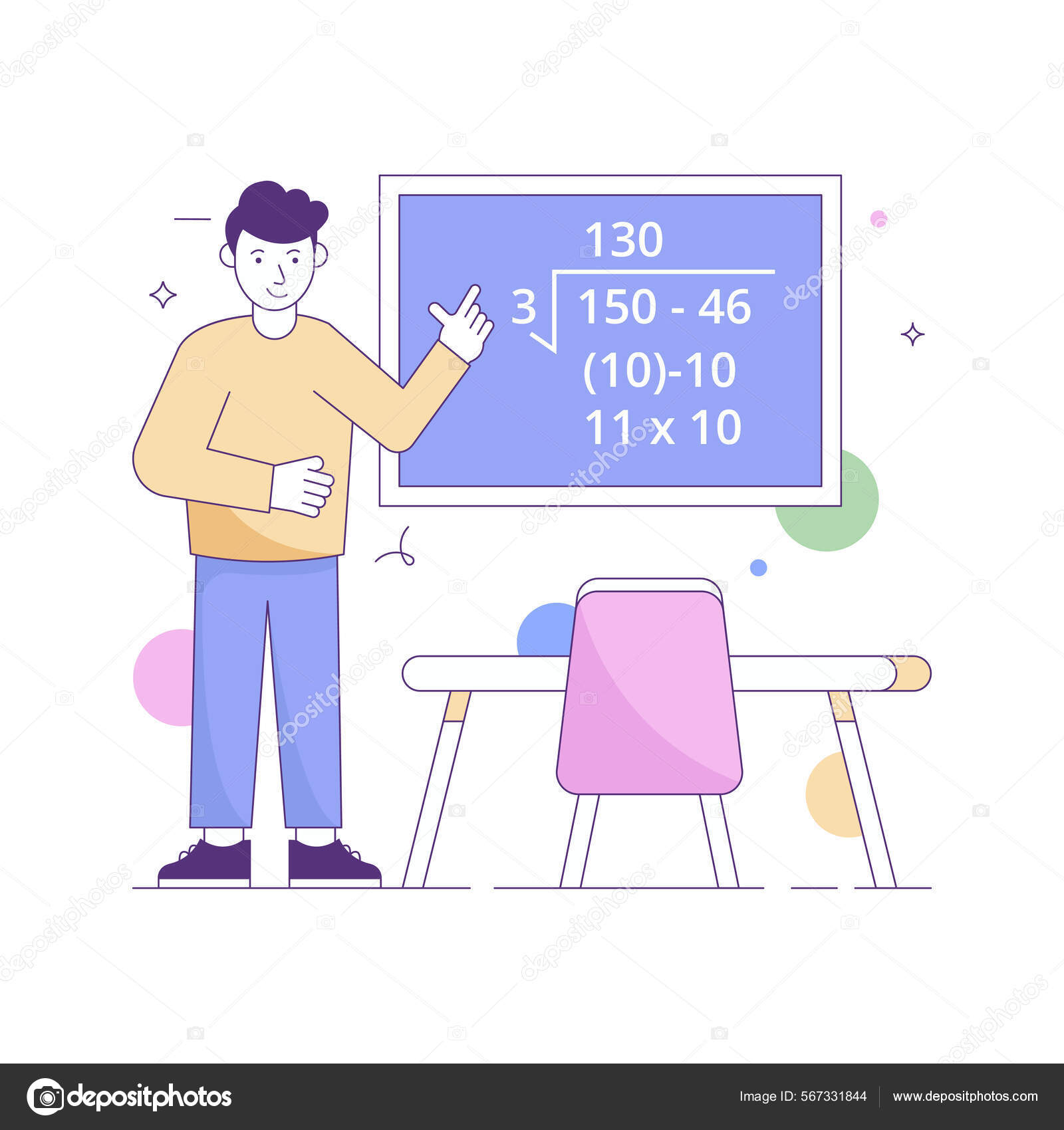Maths Class Cartoon Vector Illustration Stock Vector Image by ...