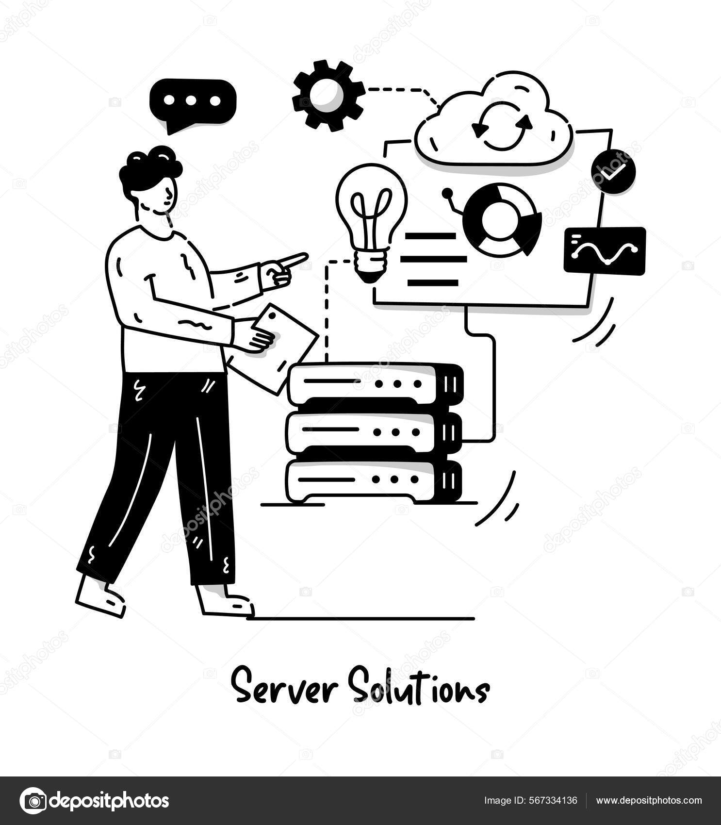 Server Solution Cartoon Vector Illustration Stock Vector Image by ...