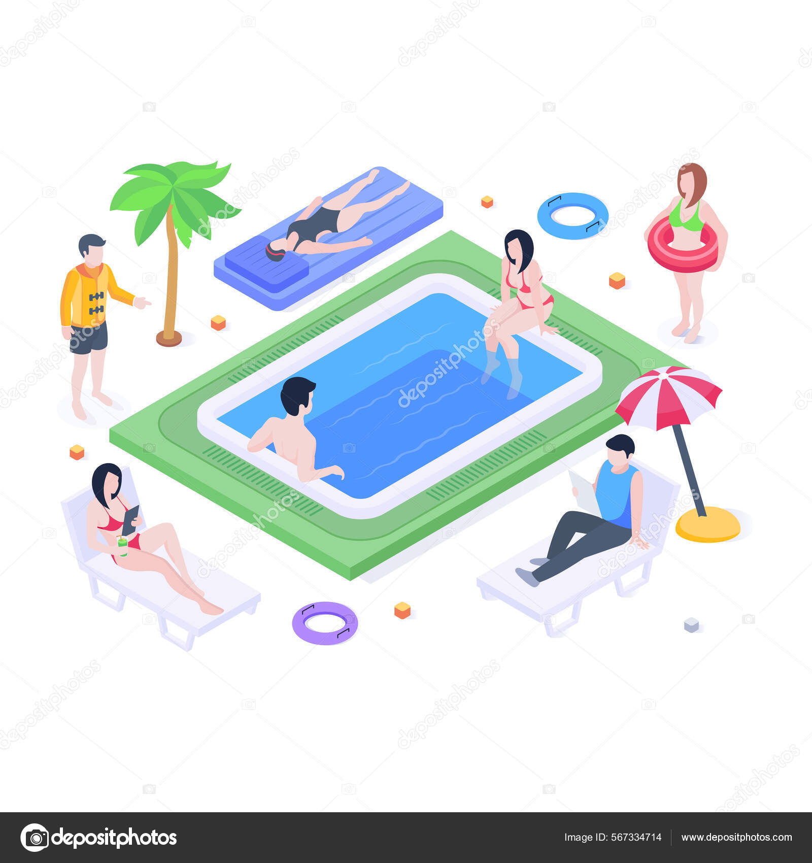 Hotel Pool Cartoon Vector Illustration Stock Vector Image by ...