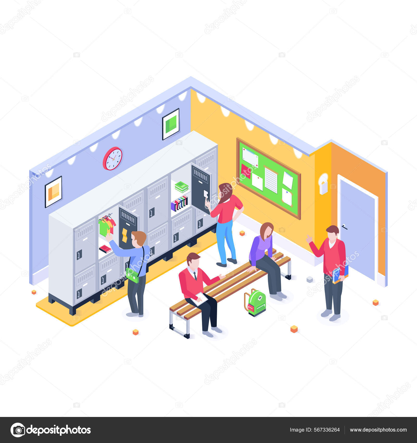 Staff Lockers Cartoon Vector Illustration Stock Illustration by ...