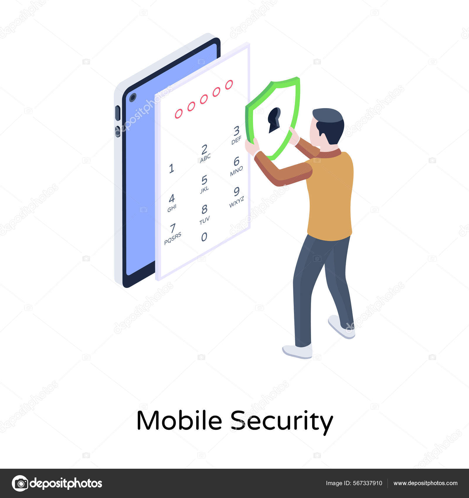 Mobile Security Dibujos Animados Ilustración Vectorial Vector de stock por ©smashingstocks 567337910