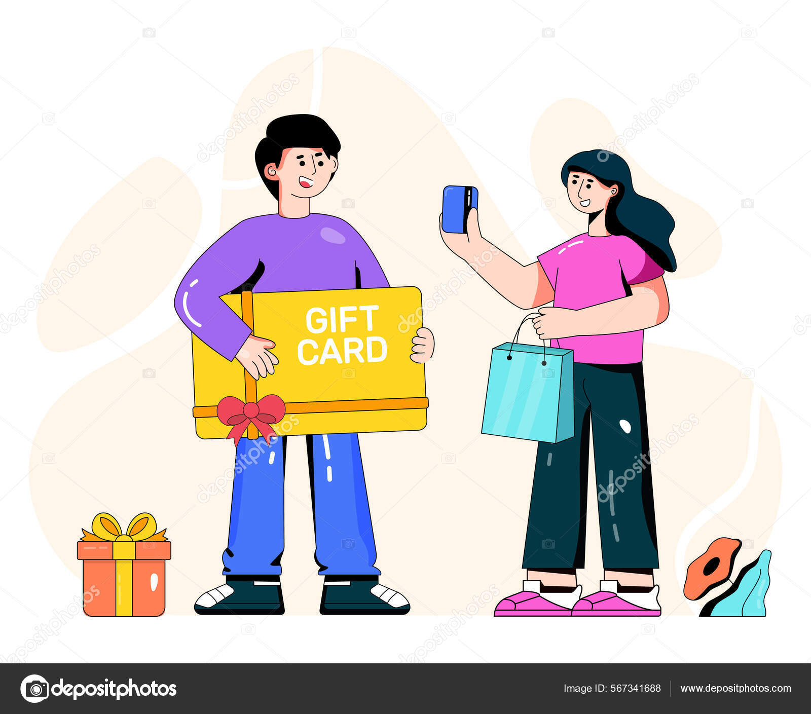 Gift Card Cartoon Vektorillustration Stock-Vektorbild von ...
