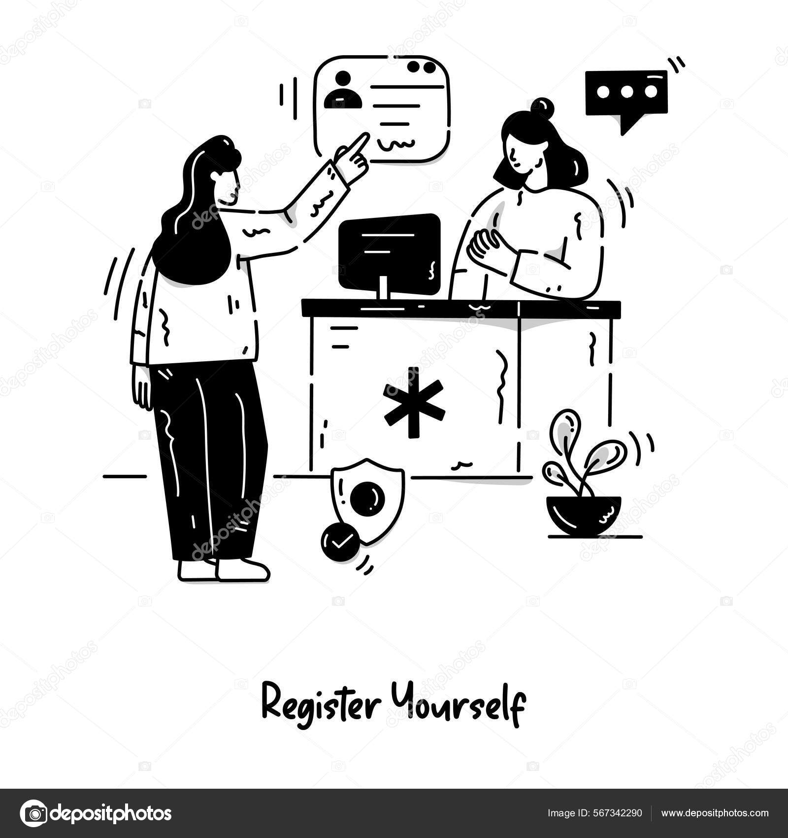 Registrarse Dibujos Animados Vector Ilustración Vector de stock ...