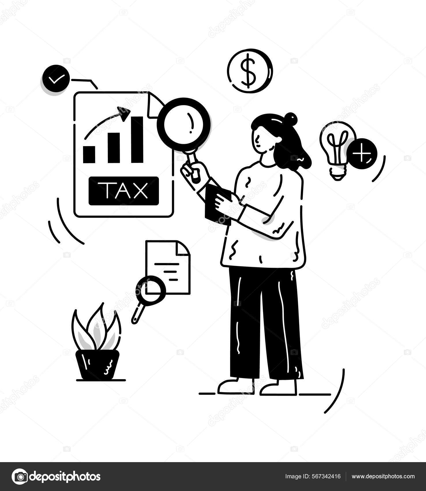 Auditoría Fiscal Dibujos Animados Ilustración Vectorial Vector de stock ...