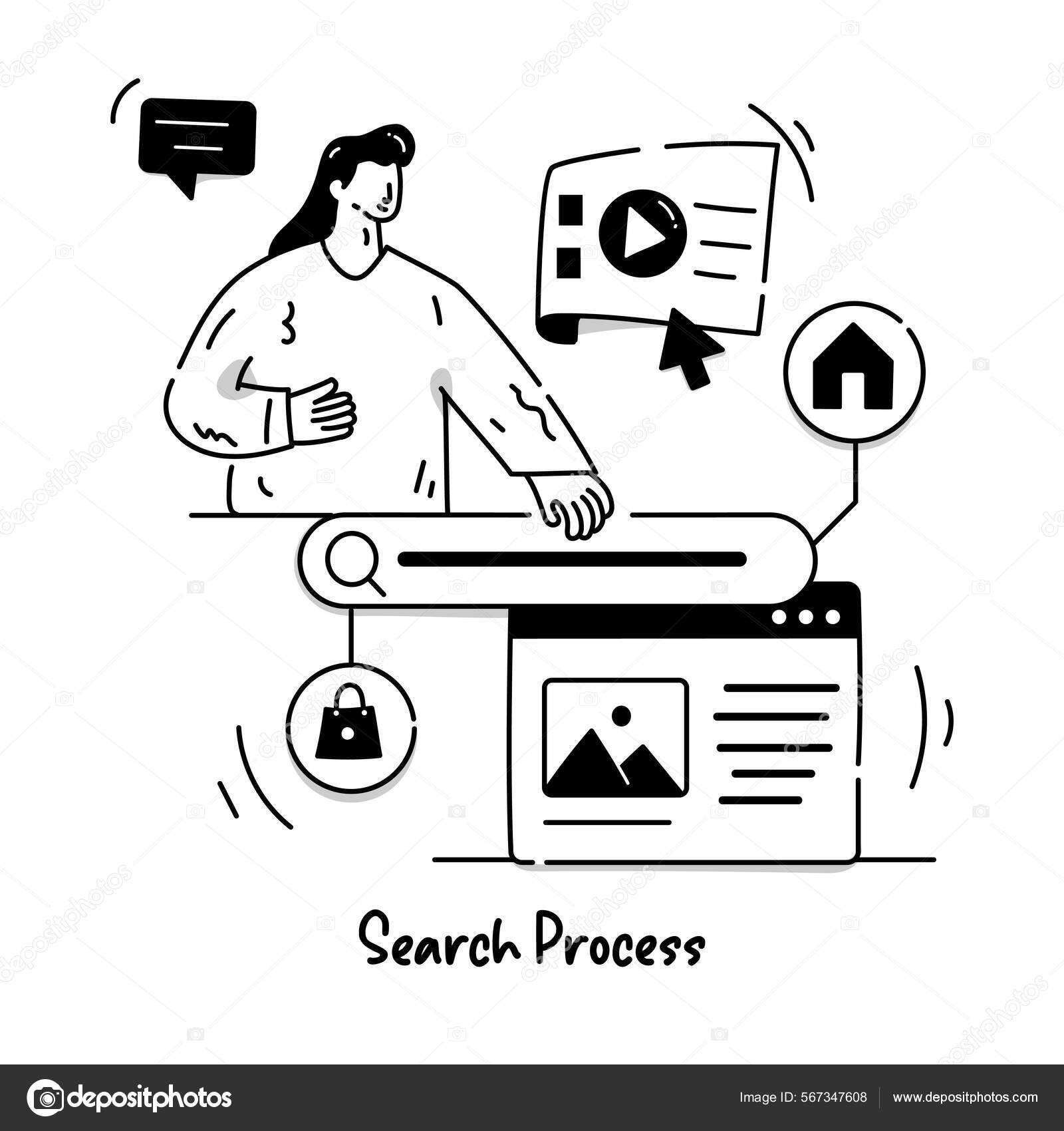 Dibujos Animados Investigación Ilustración Vectorial Vector de stock ...