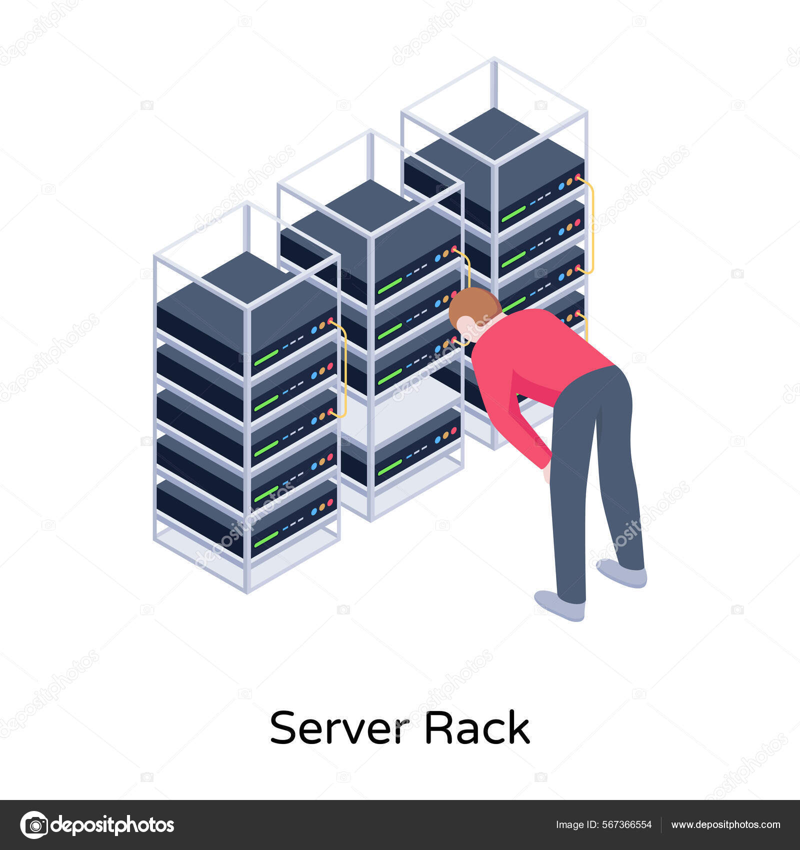 Man Server Room Server Rack Vector Illustration Design Vector de stock ...