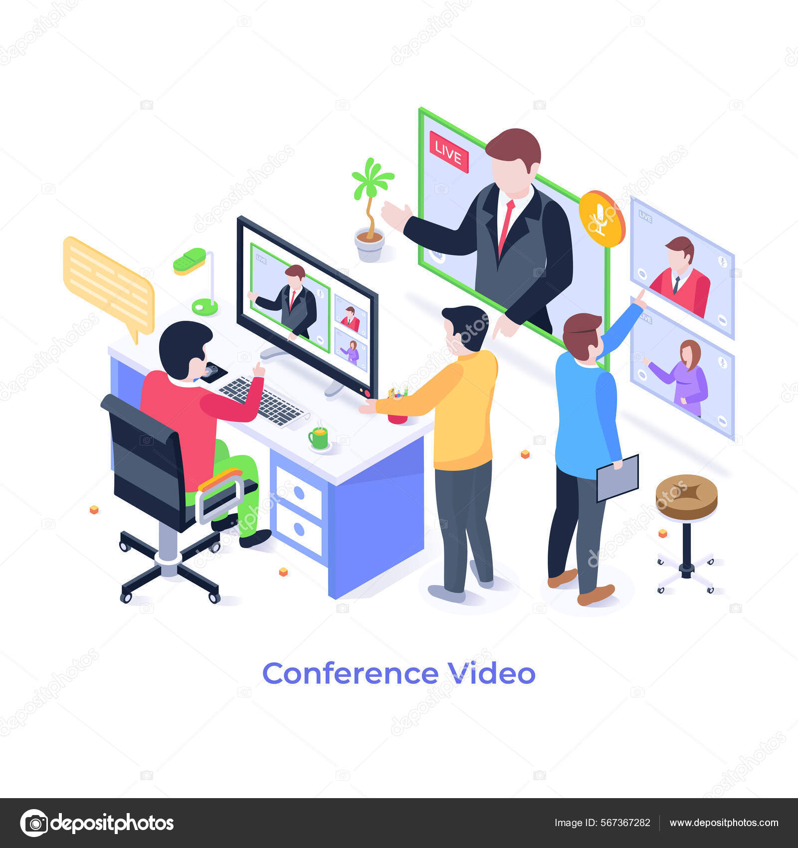 Conference Video Cartoon Vector Illustration Stock Vector Image by ...