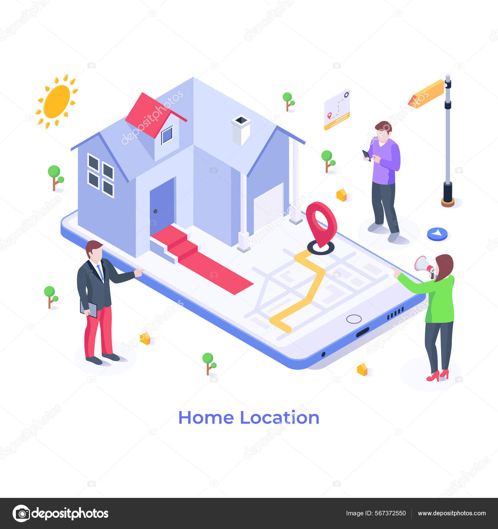 Inicio Localización Dibujos Animados Ilustración Vectorial Vector de ...