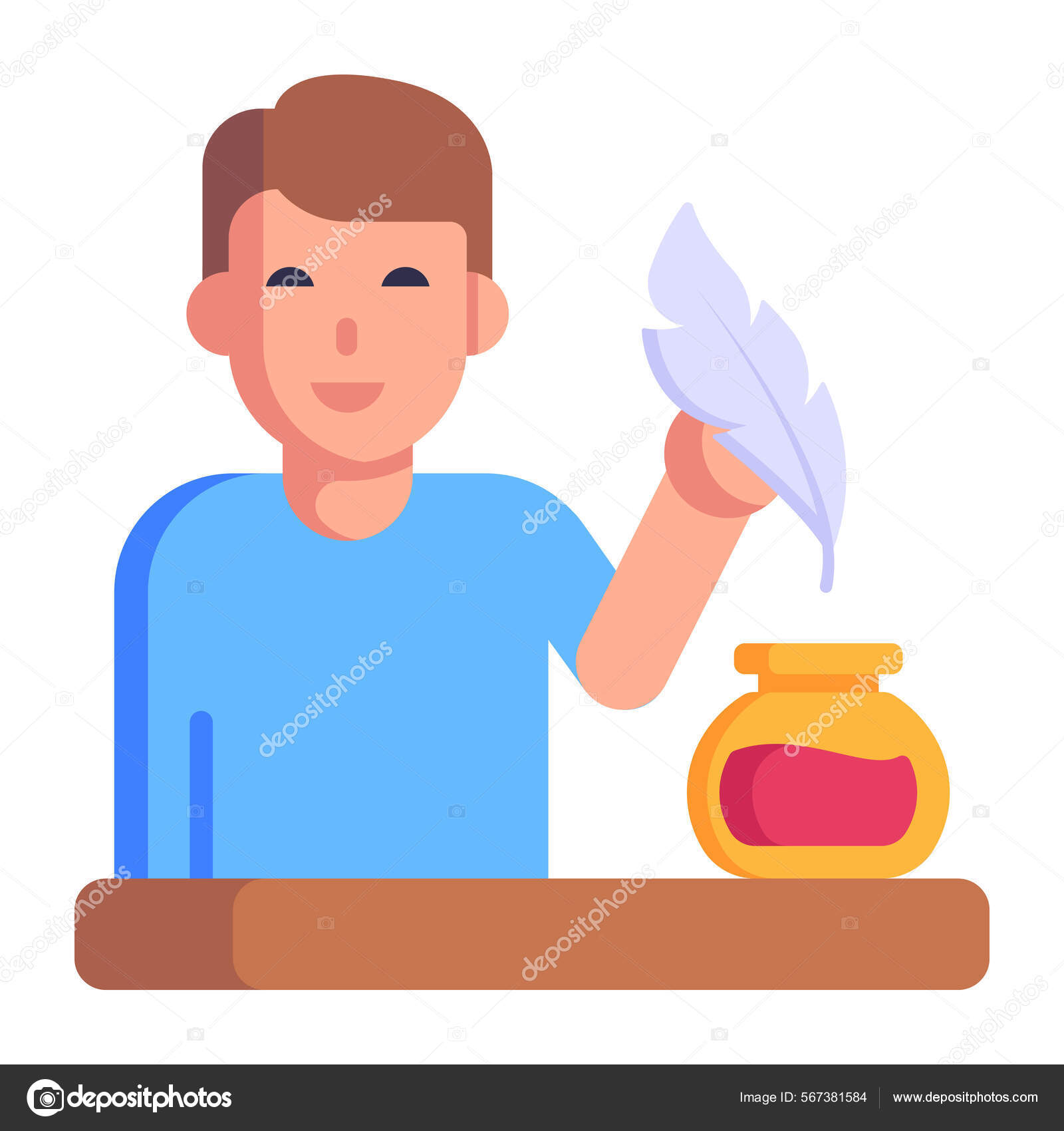 Pluma Pluma Pluma Dibujos Animados Vector Ilustración Vector de stock ...