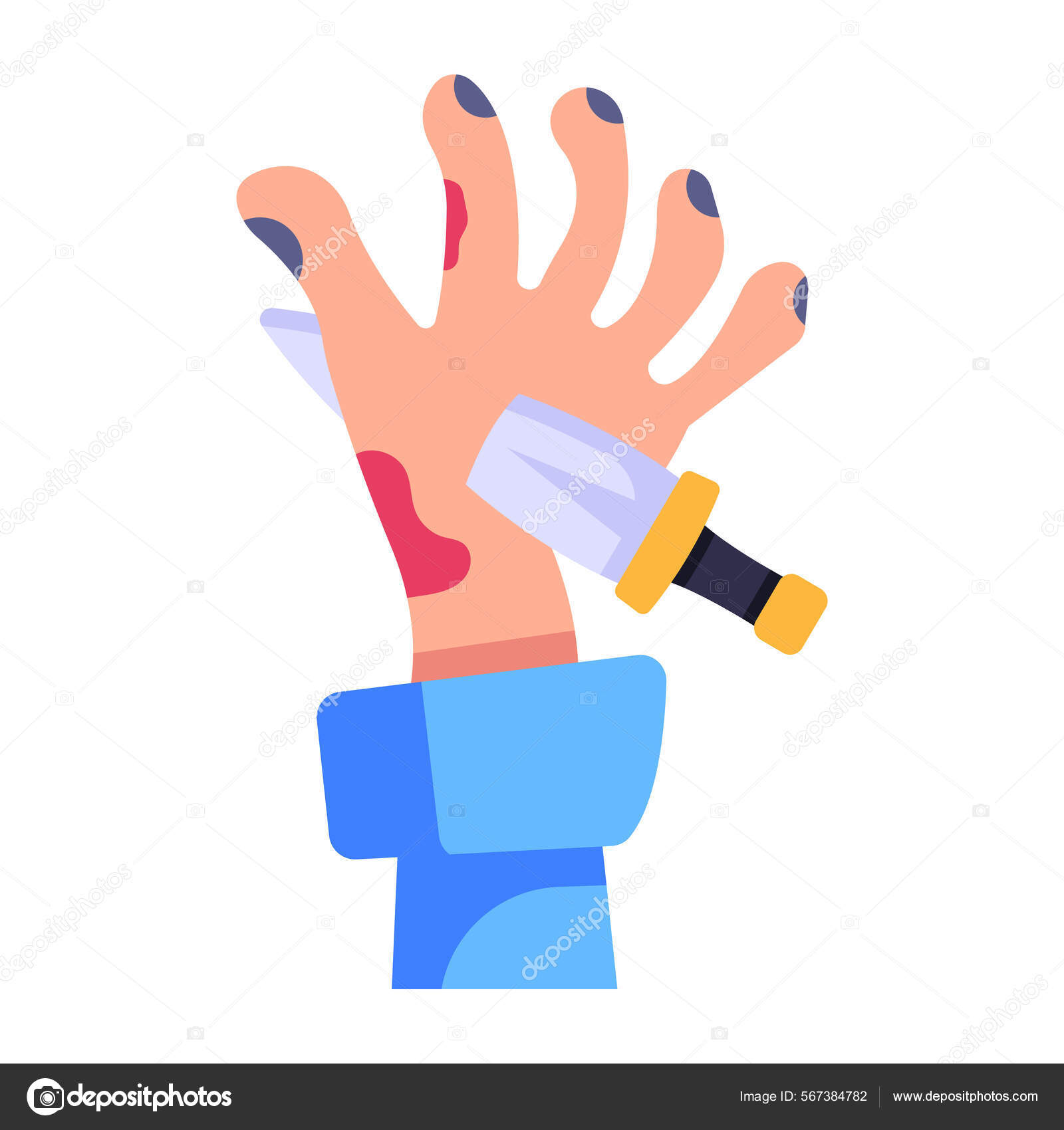 Stabbed Hand Cartoon Vector Illustration Stock Vector Image by ...