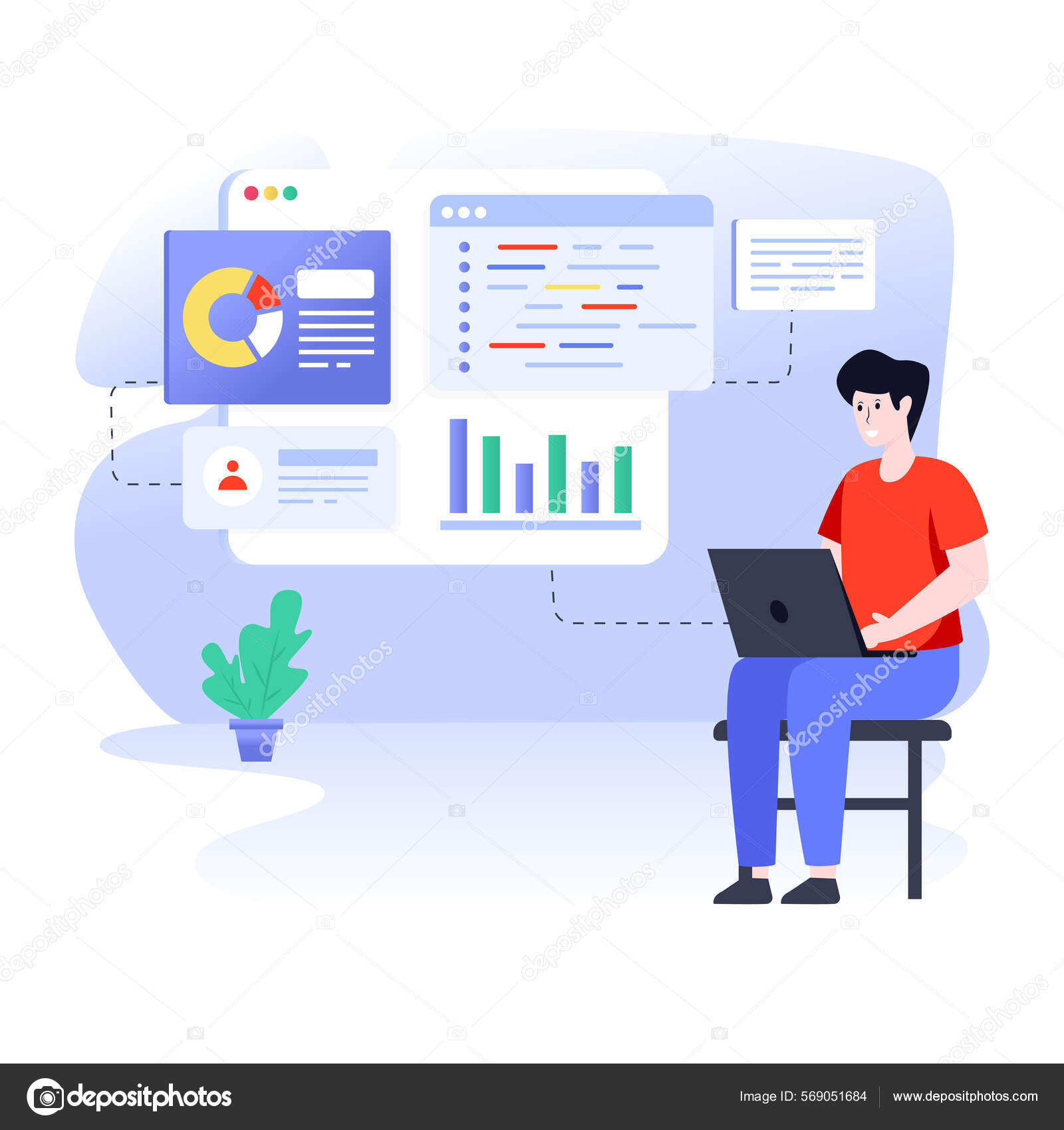 Software Entwicklung Karikatur Vektorillustration Stock-Vektorbild von ...