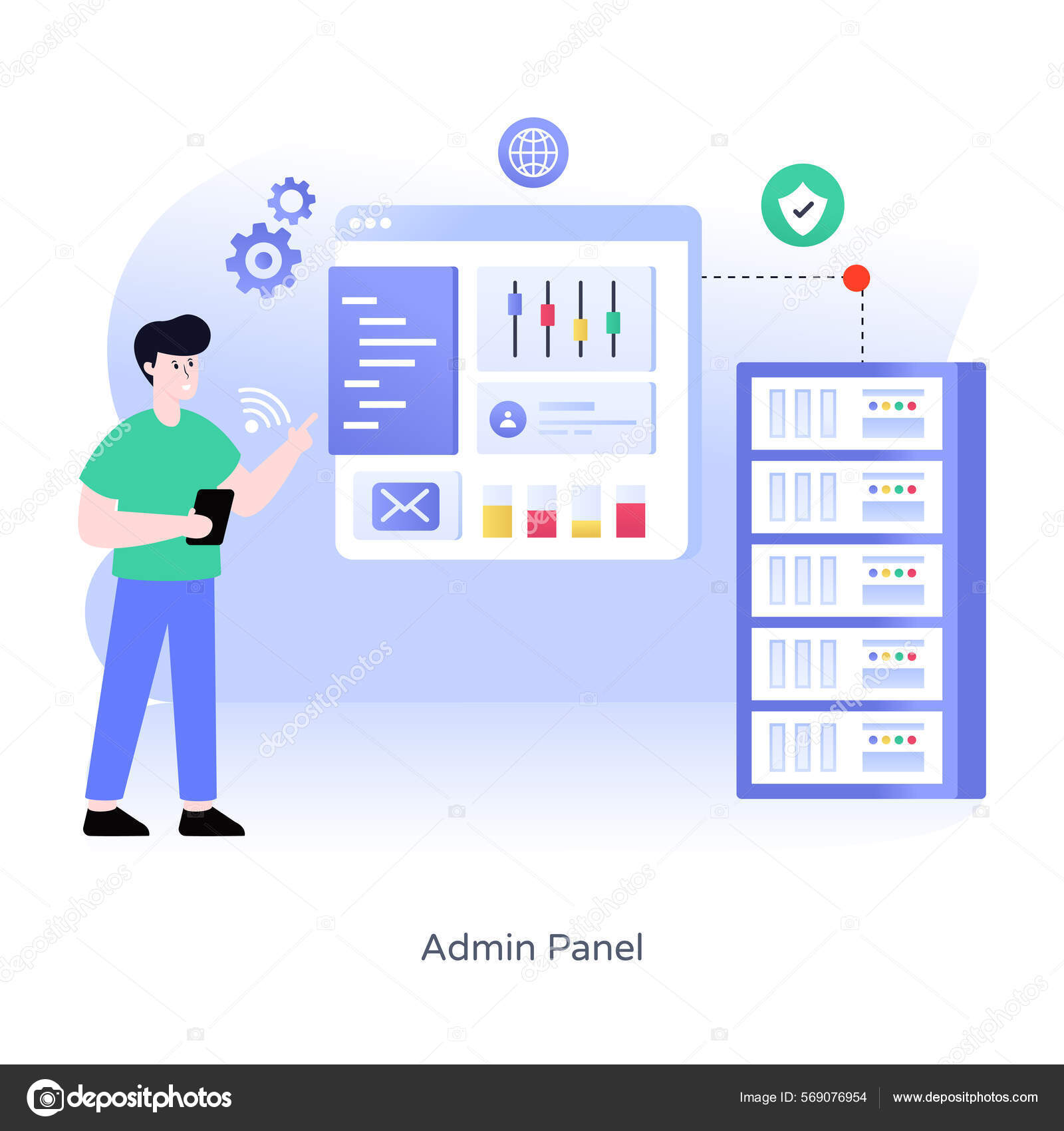 Admin Panel Dessin Animé Illustration Vectorielle Vecteur par ...