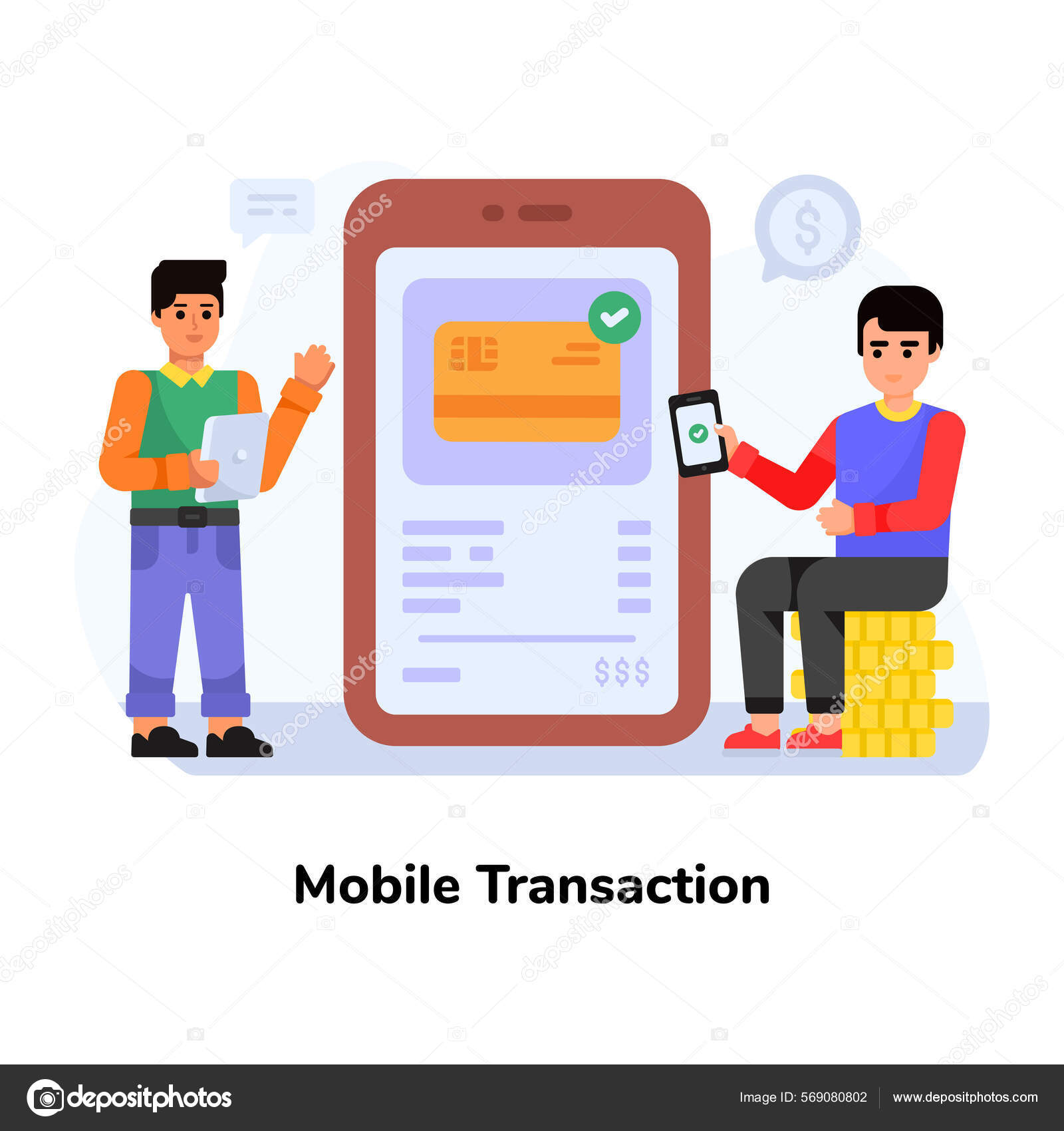 移动交易卡通画 矢量插图 图库矢量图©smashingstocks 569080802