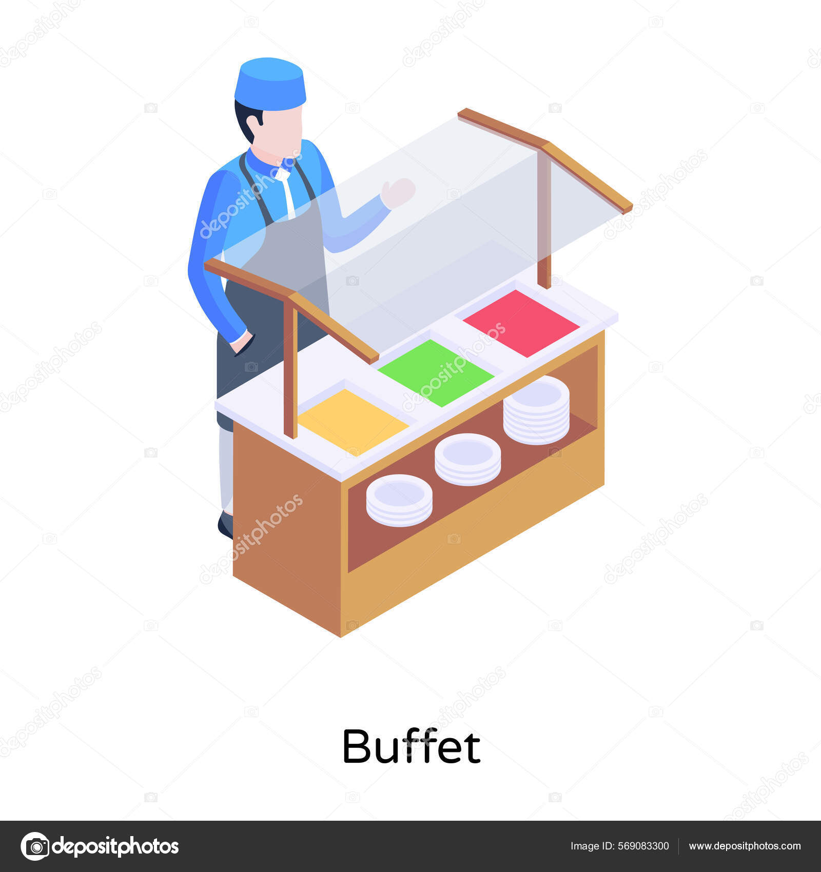 Dibujos Animados Buffet Ilustración Vectorial Vector de stock ...