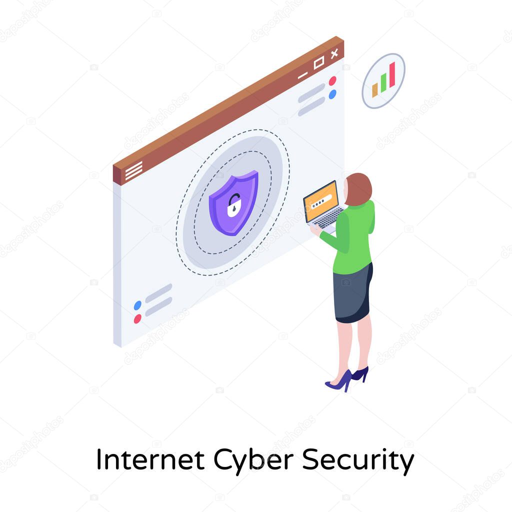 Internet Cyber Security Dibujos Animados Ilustración Vectores Vector de ...