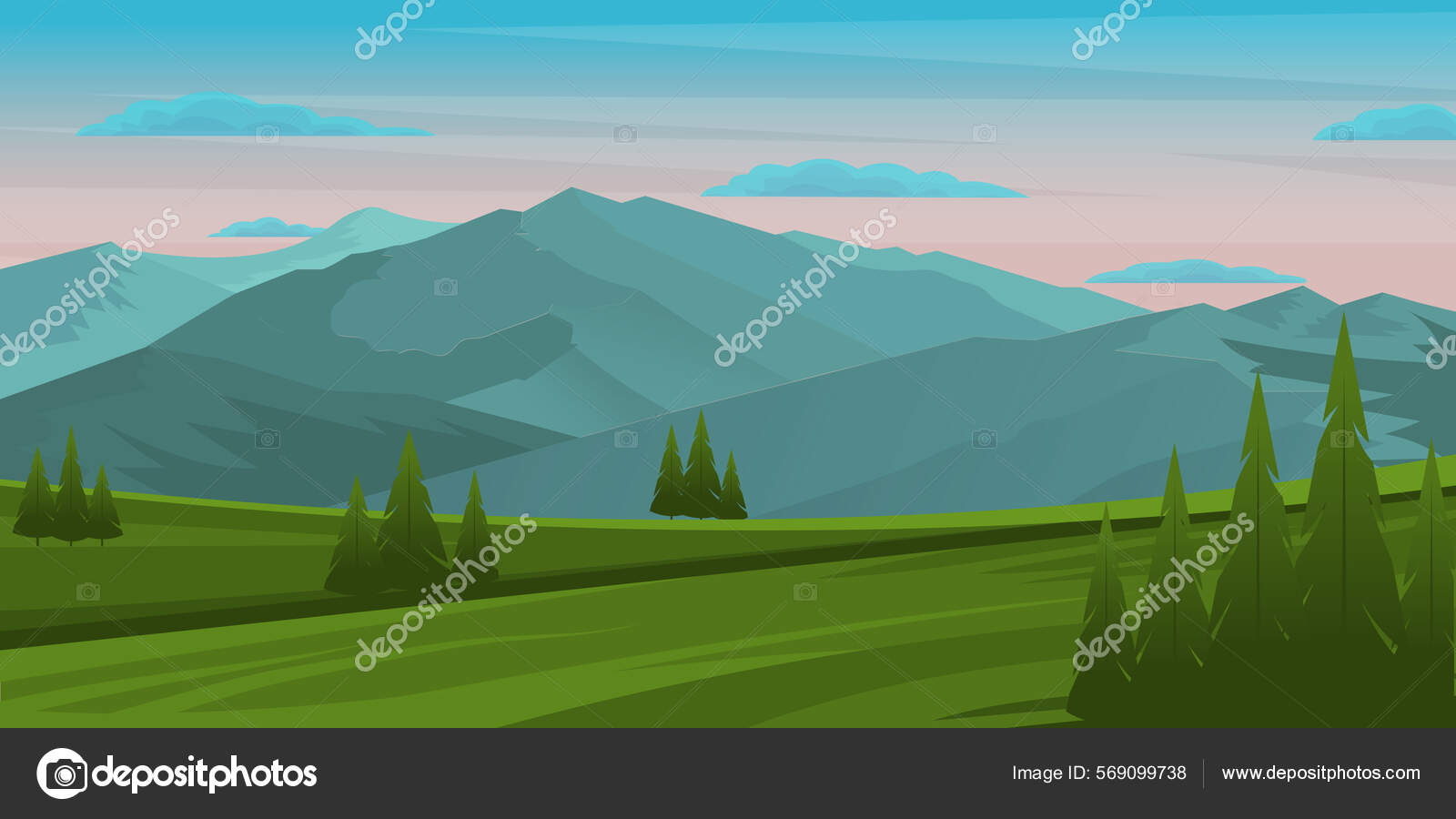 Alpine Landscape Mountains Forest Stock Vector by ©smashingstocks 569099738