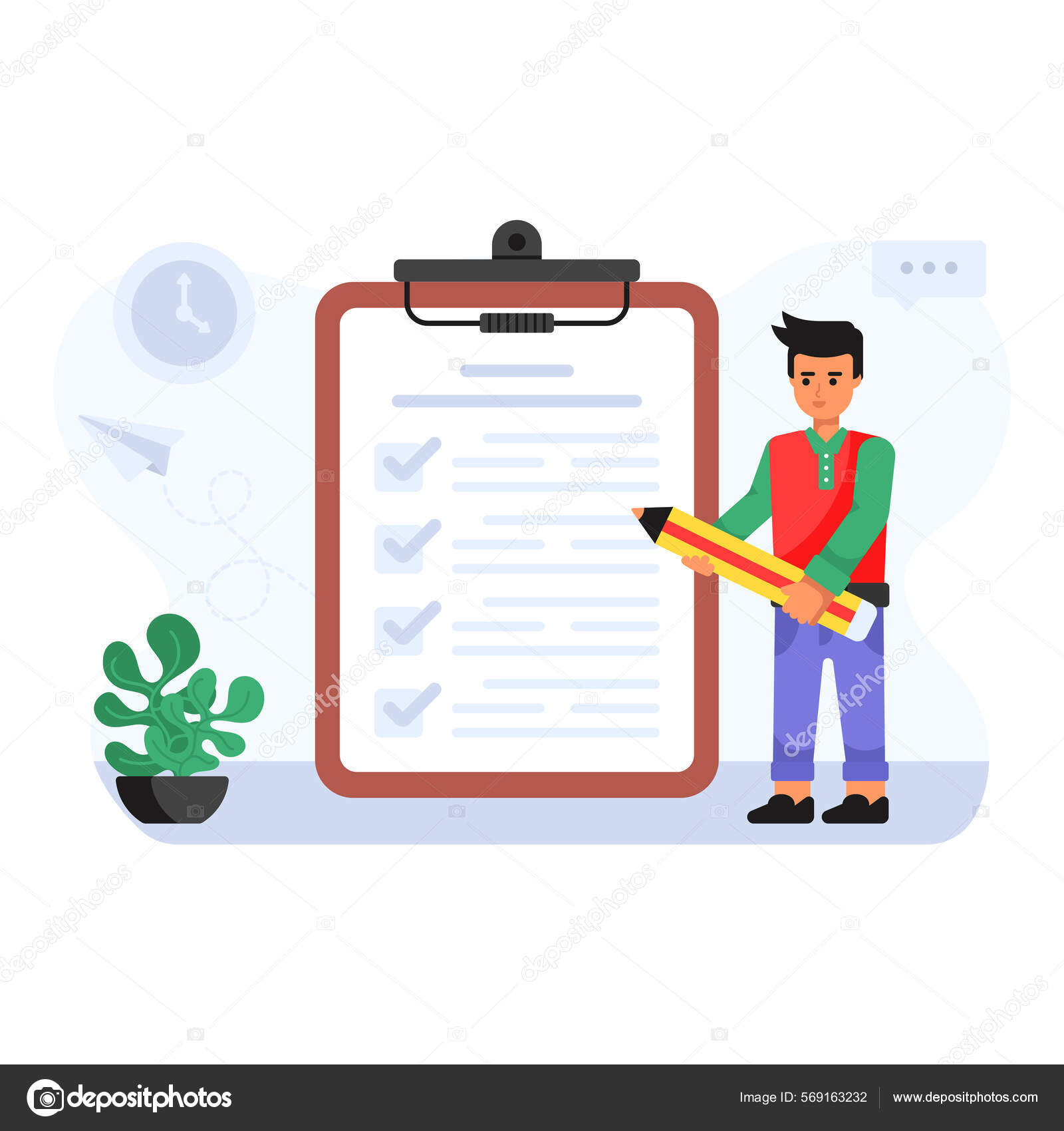 Man Clipboard Checklist Hand Vector Illustration Stock Vector Image by ...