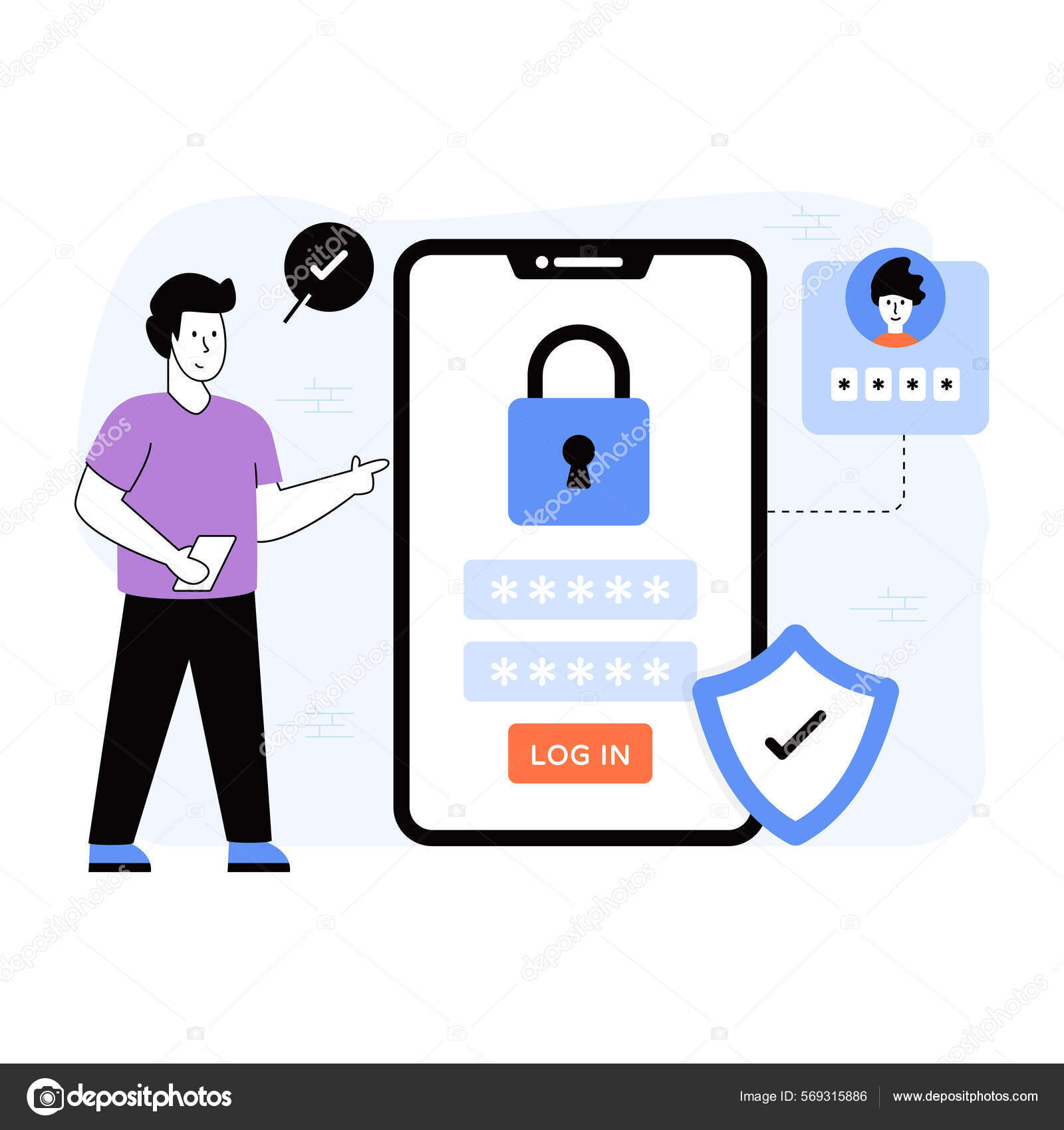 Secure Login Cartoon Vector Illustration Stock Vector by ...