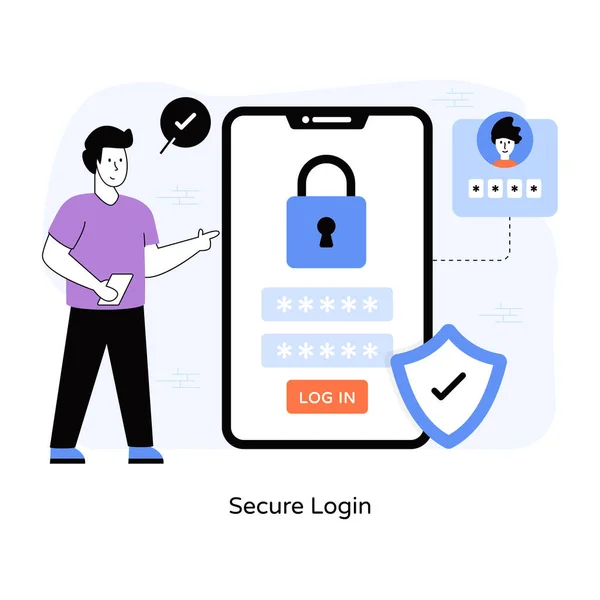 Secure Login Cartoon Vector Illustration Stock Vector by ...