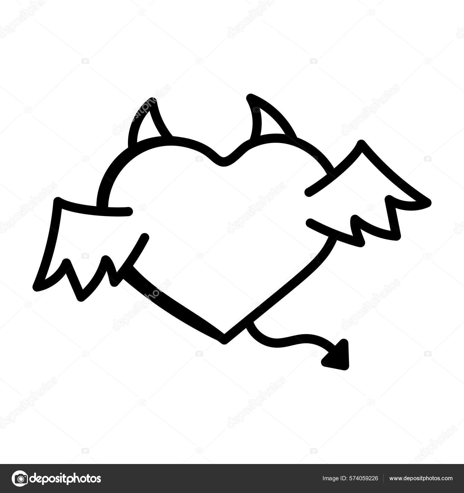 Corazón Con Alas Cuernos Cola Vector Ilustración Vector de stock por ...