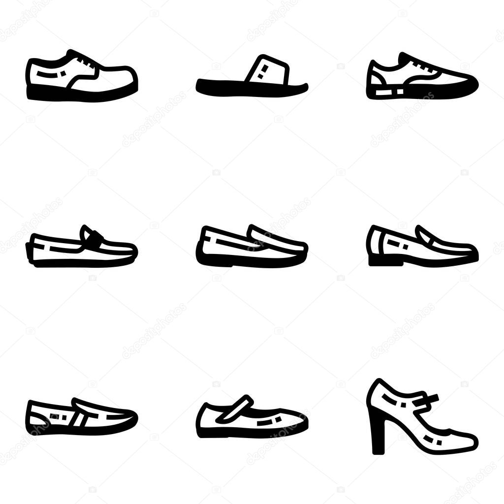 Conjunto Iconos Zapato Estilo Plano Aislado Sobre Fondo Blanco ...
