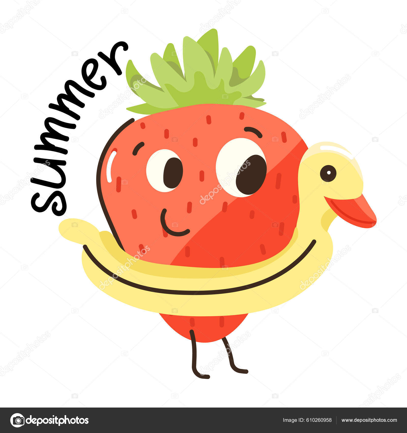 Mignonne Fraise Dessin Animé Illustration Vectorielle Vecteur par ...