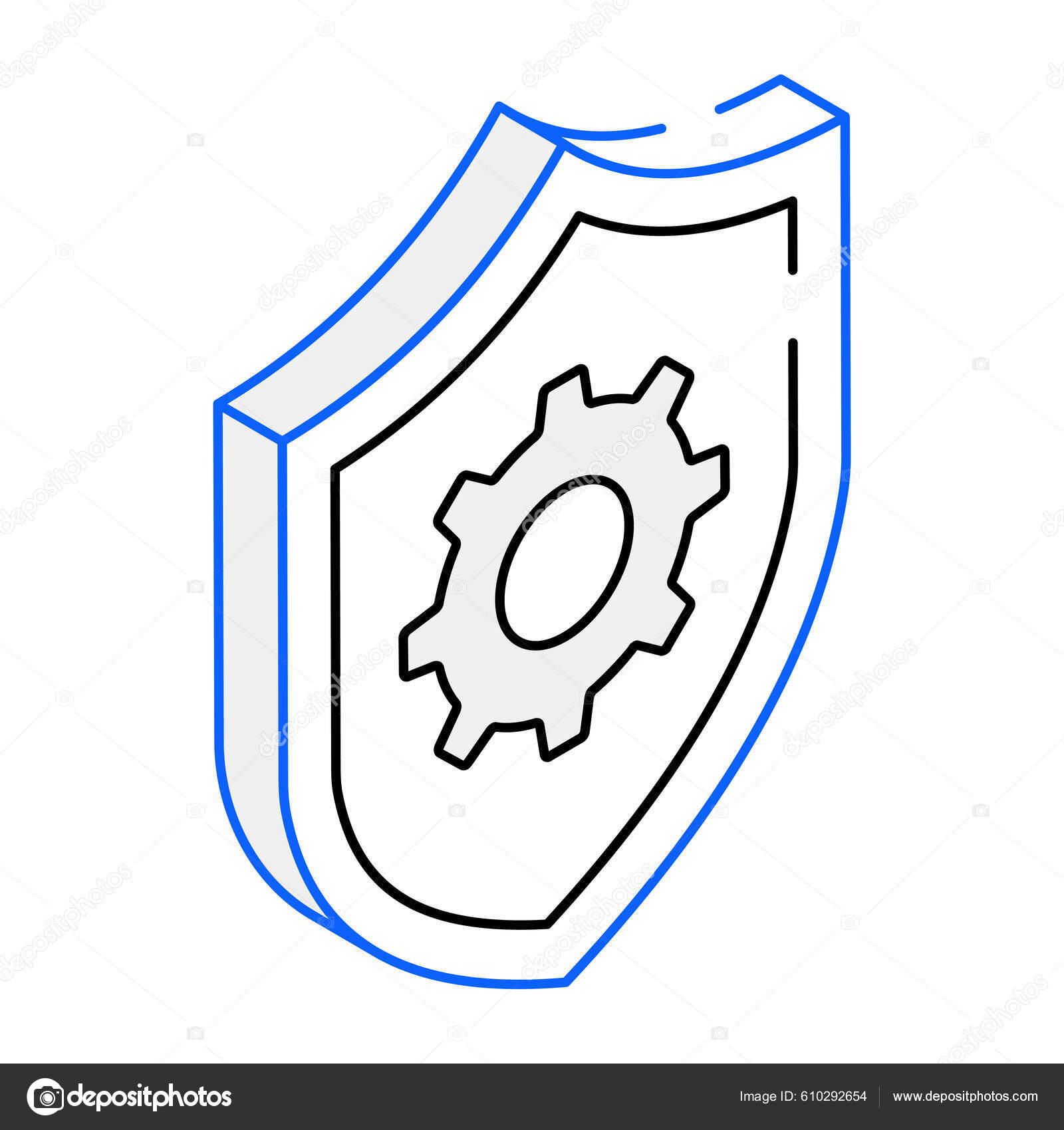 Escudo Con Icono Engranaje Sobre Fondo Blanco Vector de stock ...