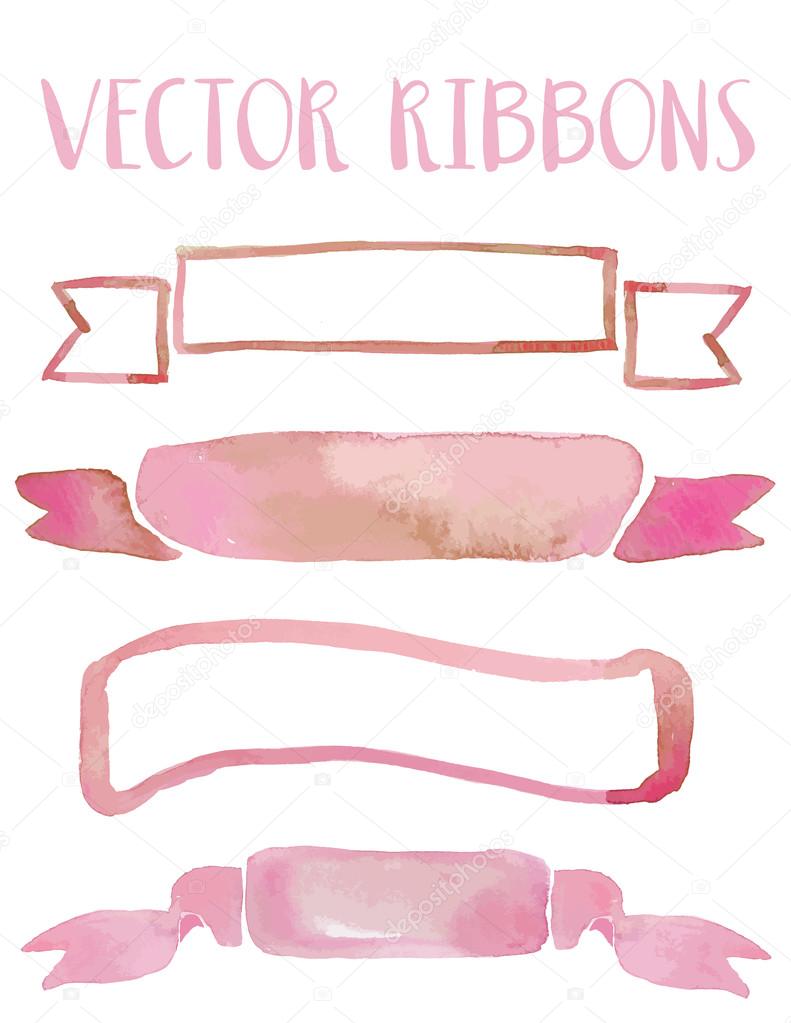 Watercolor Ribbons set Stock Illustration by ©angiemakes #48217917