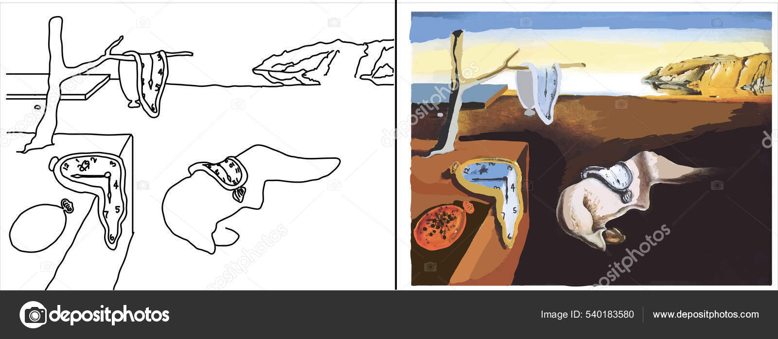 Persistence Memory Salvador Dali Inspired Surrealism Abstract Art Flat ...