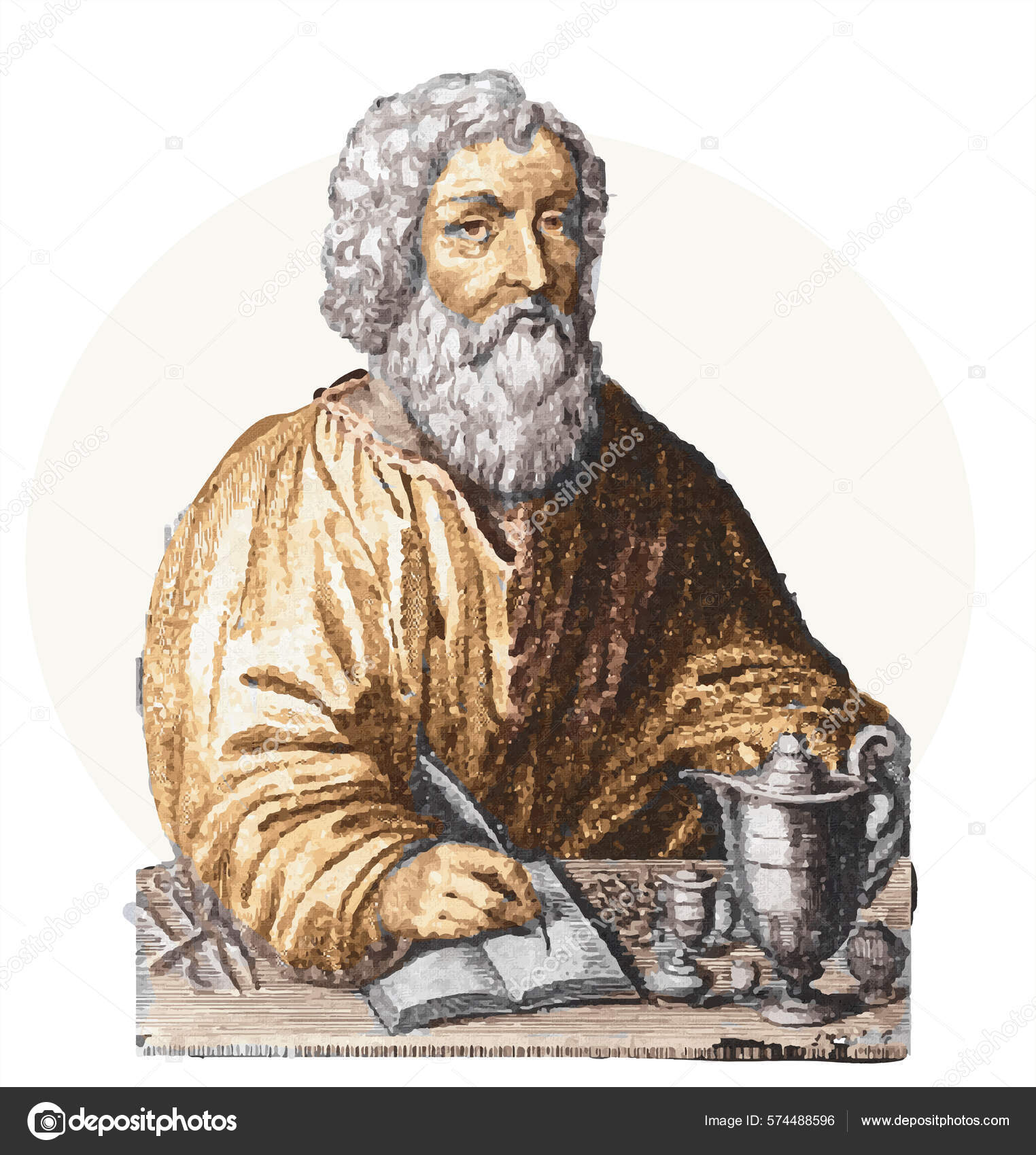 Hippocrates 460 370 Portrait Line Art Illustration Stock Vector by ...