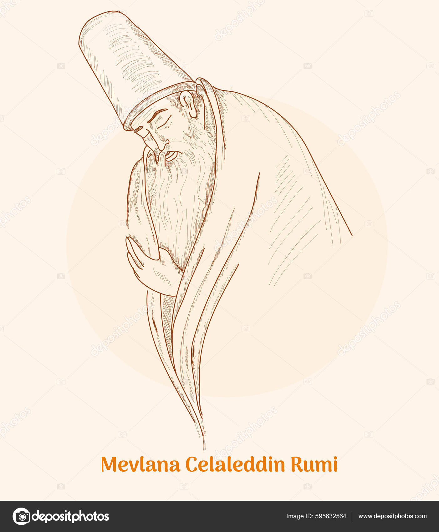 Mevlana Celaleddin Rumi Hand Drawing Vector Illustration 图库矢量图©mtesla ...