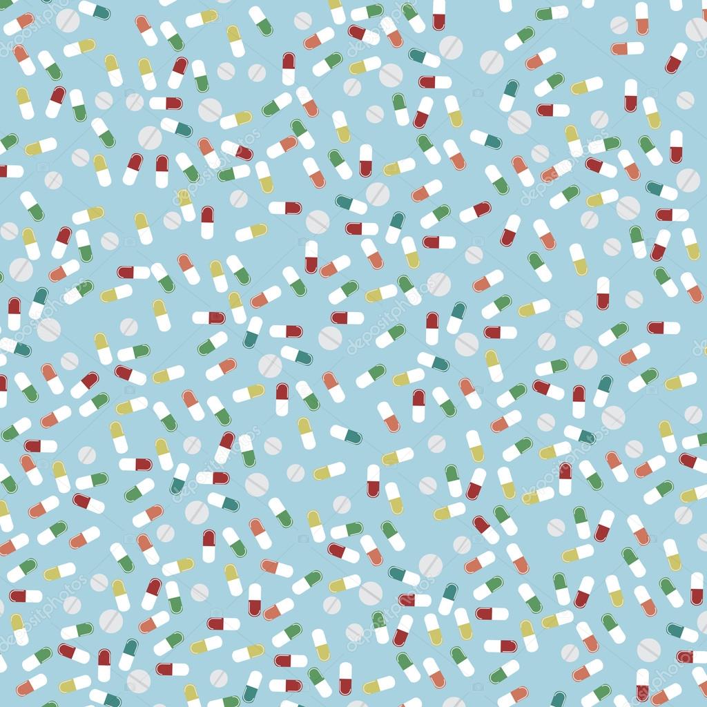 Seamless Pills Pattern Background with Infographic - Vector ...
