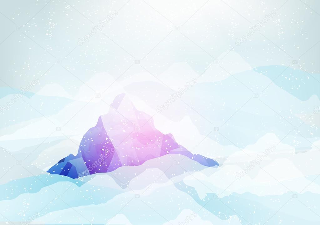 Snowy Mountains Peak with Clouds under it - Vector Illustration — Stock ...