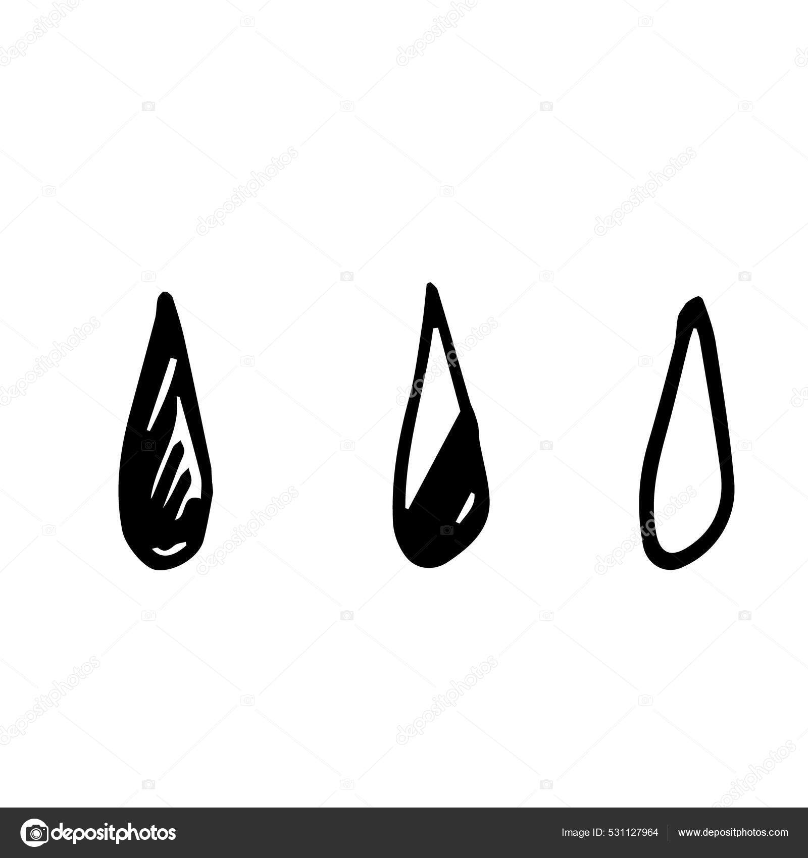 Three Different Drops Doodle Style White Background Isolated Can Used ...