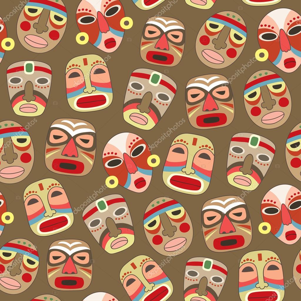 Colorful African Mask seamless pattern — Stock Vector © Arisa_J #47253015