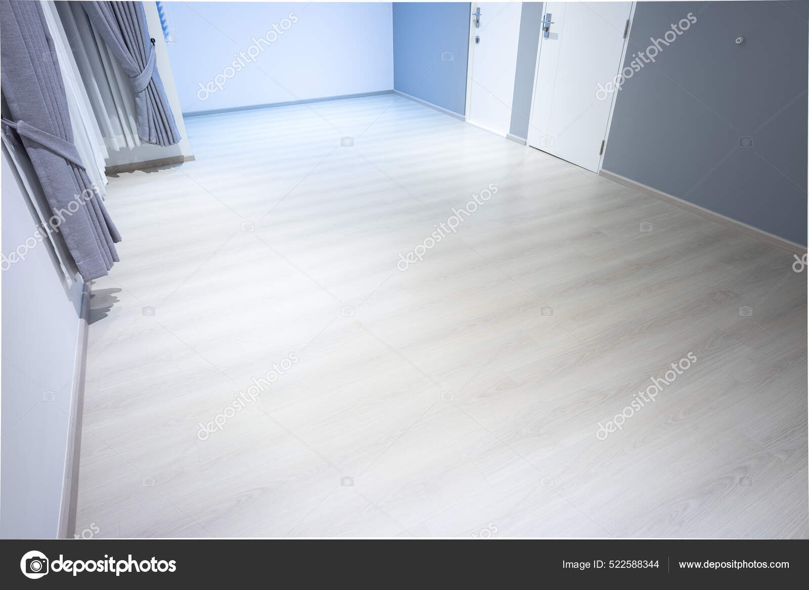 Empty Room Bedroom Perspective View Night Interior House Building ...