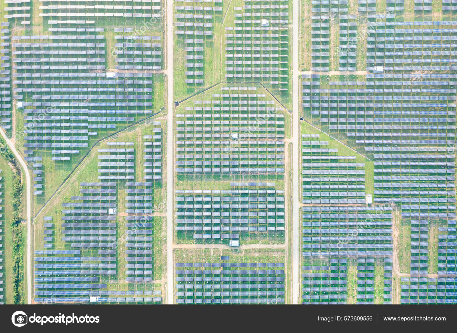 Solar Farm Field Solar Power Plant Aerial View Consist Photovoltaic ...
