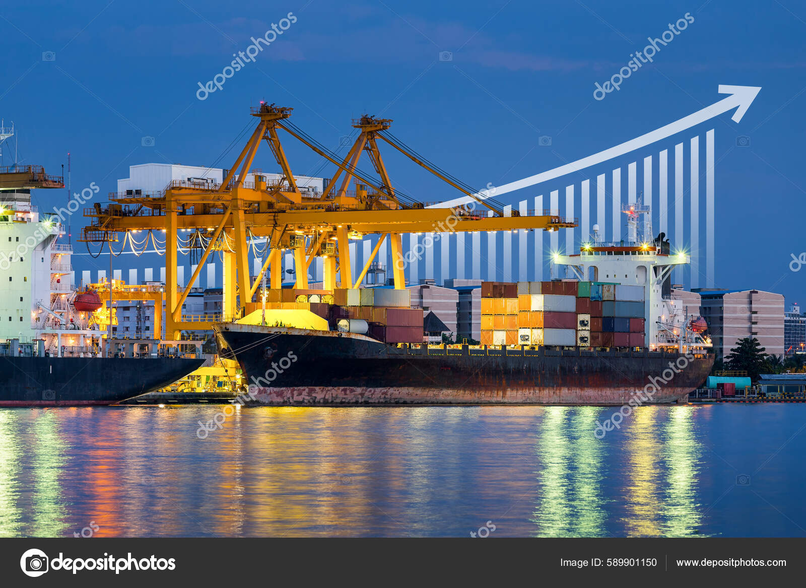 Cargo Ship Cargo Container Work Crane Dock Port Harbour Freight — Stock ...