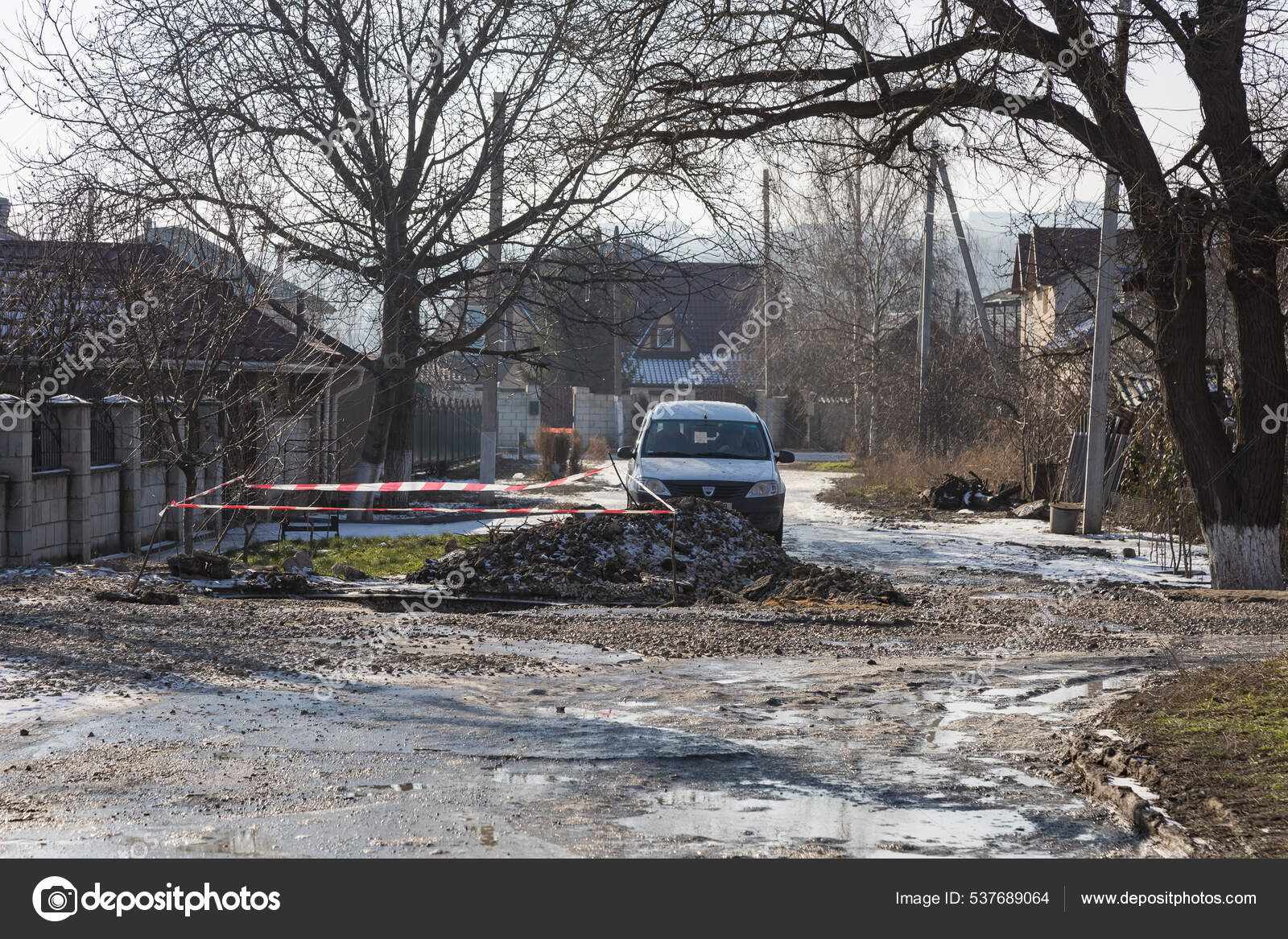 January 2021 Balti Beltsy Moldova Bad Roads Winter Illustrative ...