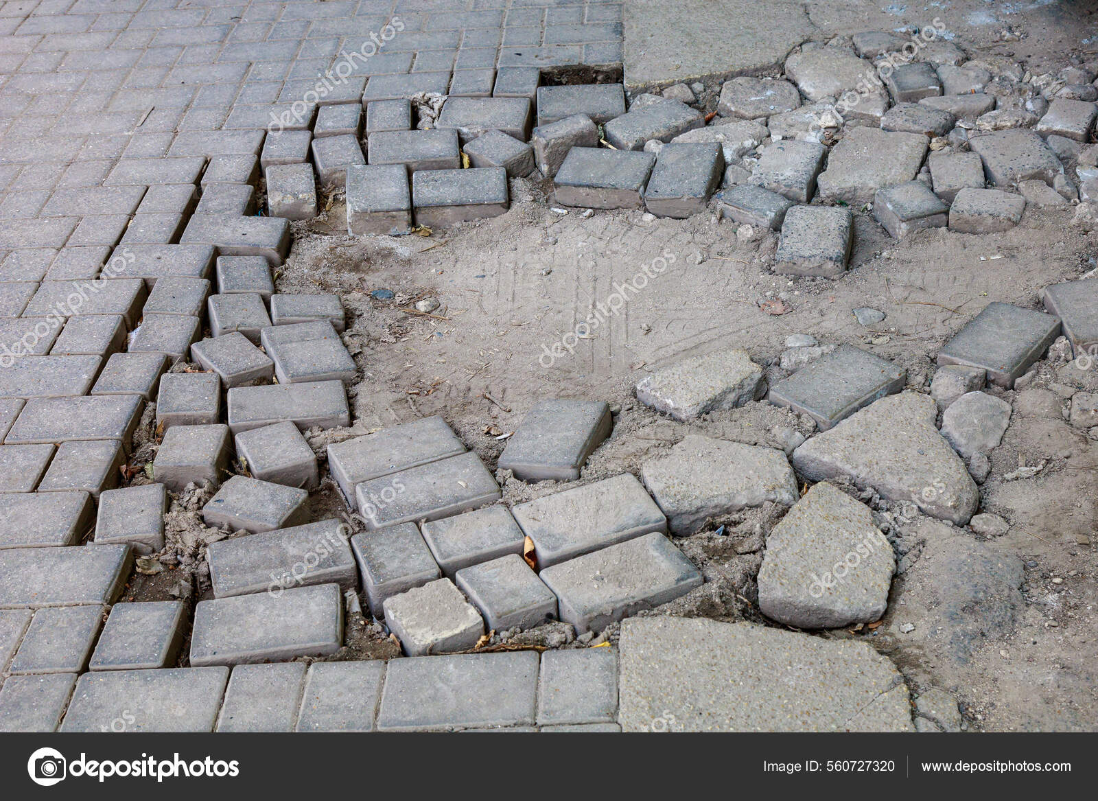 Collapsing Pedestrian Pavement Made Paving Slabs Background Backdrop ...