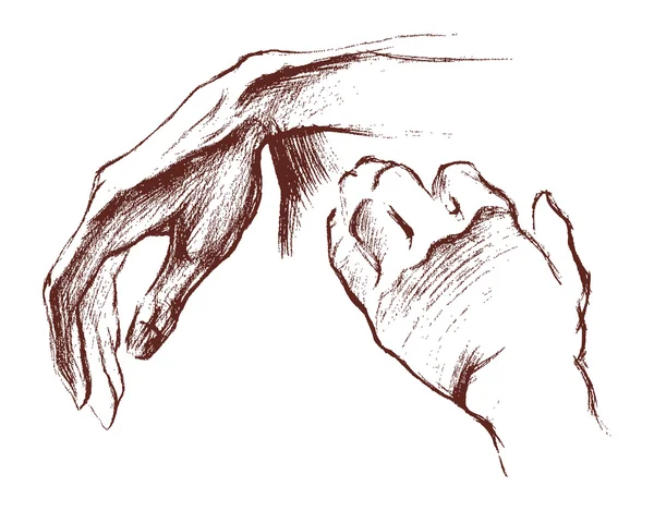 Sketch touching hands — Stock Vector © onot #73650213 Sketch touching hands — Stock Vector © onot #73650213