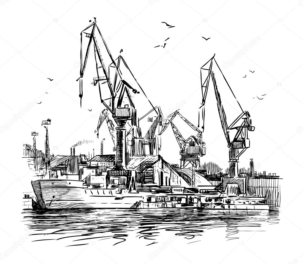 Industrial seaport Stock Vector Image by ©alekseimakarov #47157361