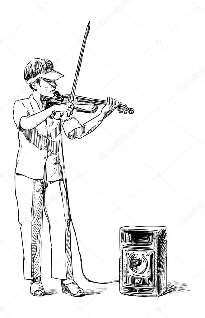 Man Playing Violin Drawing