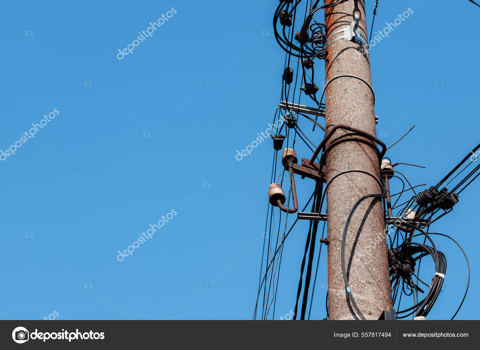 Electric Pole Background Blue Sky Stock Photo by ©tsunikpavlo@gmail.com ...