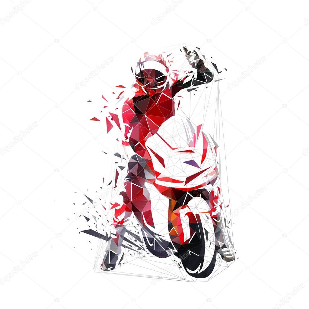 Carreras de bicicletas de carretera. Biker celebra la victoria, baja ilustración vectorial ...