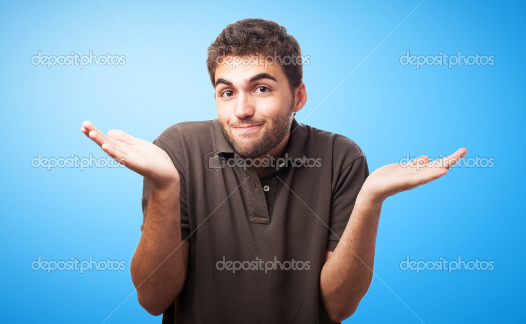 hombre mostrando duda gesto — Foto de stock © AsierRomeroCarballo #47347481